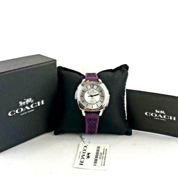 Coach | Accessories | Coach Womens Boyfriend Purple Logoembossed Watch ...